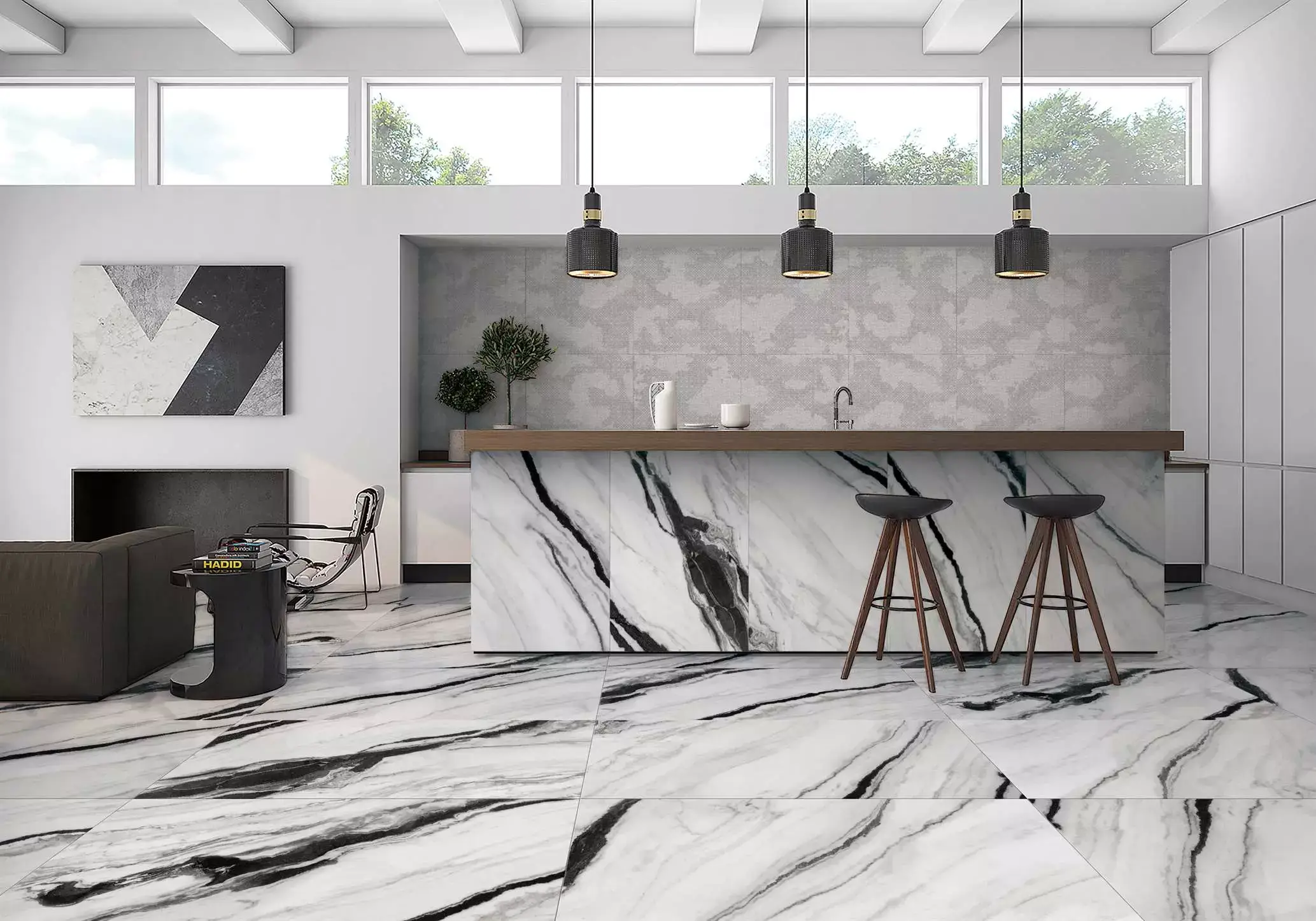 💎Panda Natural 24x48 Marble Look Porcelain Tile 🏷 | The Flooring District