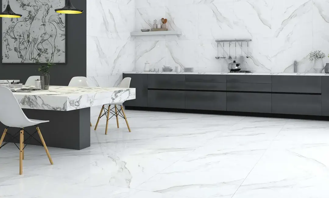 💎Aric White Marble Porcelain Tile 32″X32″ 🏷 | The Flooring District
