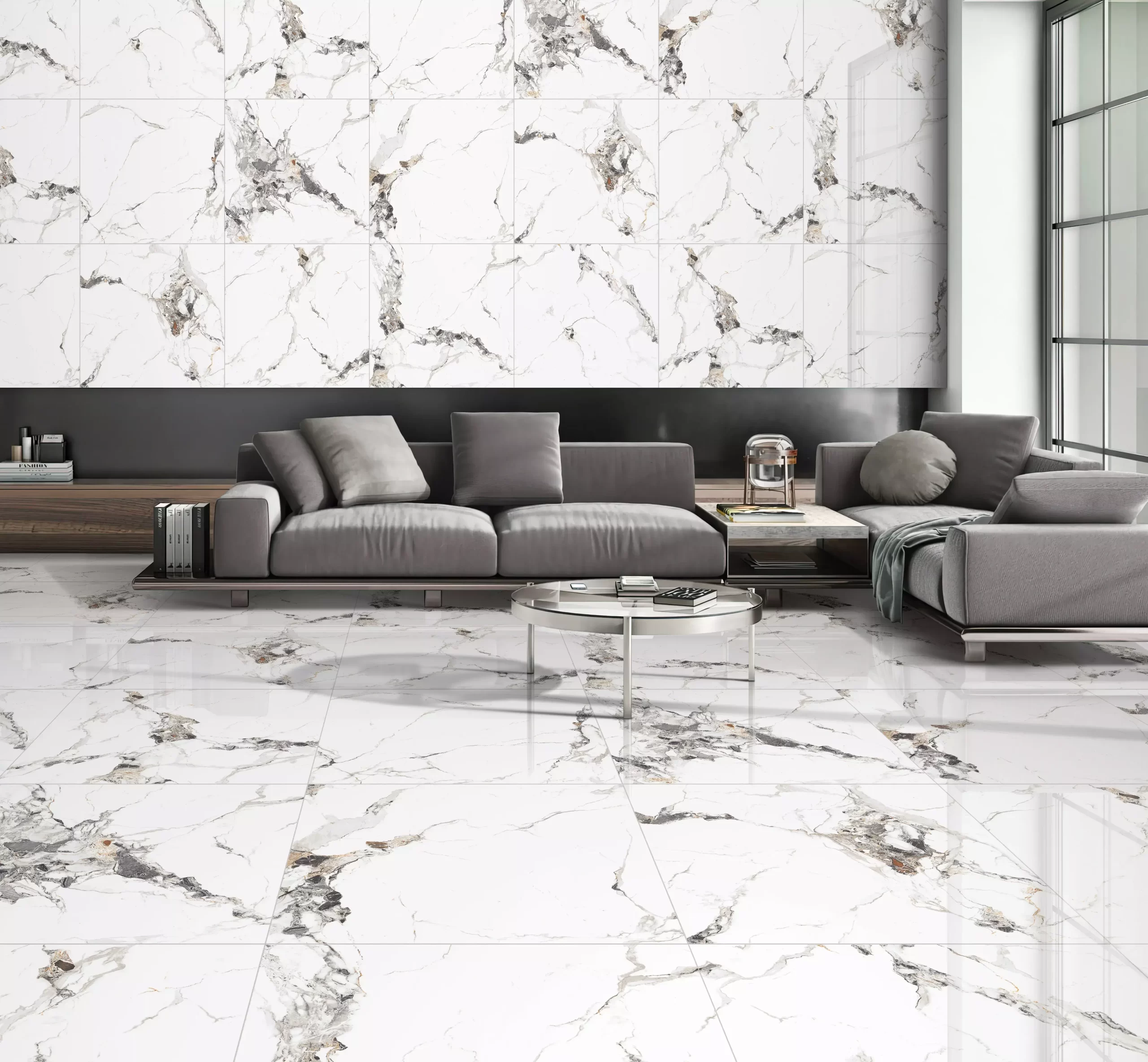 💎Carrara Luxe Marble Look Glossy Porcelain Tile 🏷 | The Flooring District