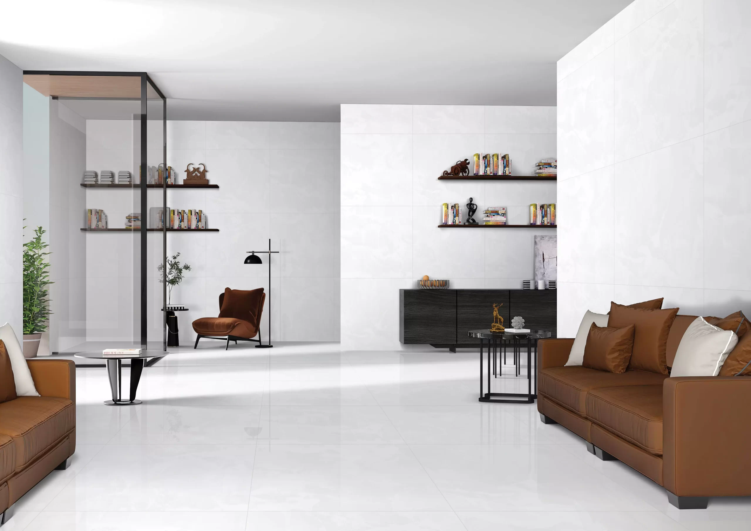 💎Classic Onyx Bianco Marble Look Glossy Porcelain Tile 32×32 🏷 | The Flooring District